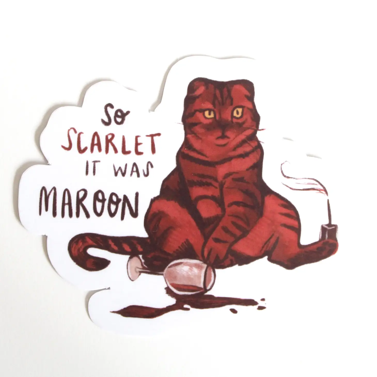 Maroon Cat Vinyl Sticker – MoreFun